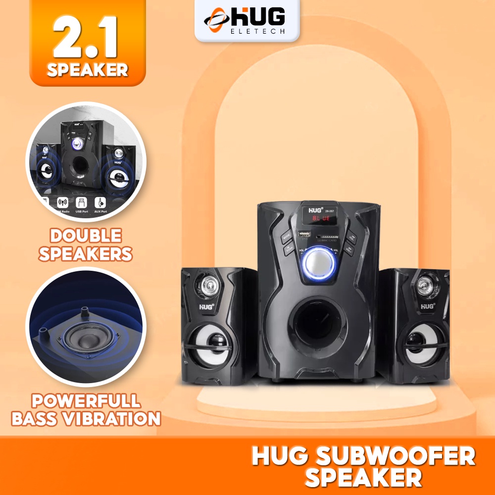 HUG 2.1 Home Theater Bluetooth Subwoofer Speaker with Aux Cable | H28 ...