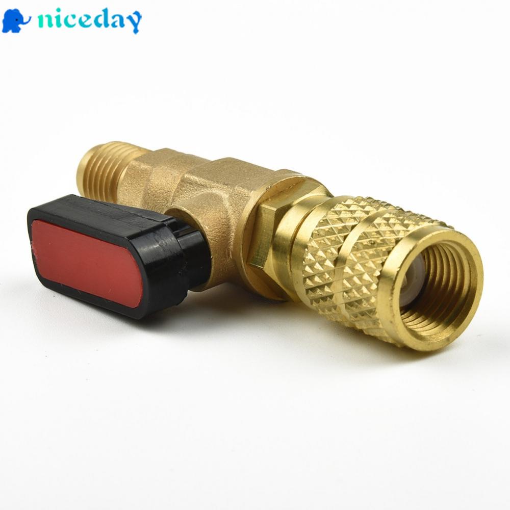 1*-HVAC A/C Straight SHUT-OFF Ball Valve Adapter For R134a R22 R12 ...