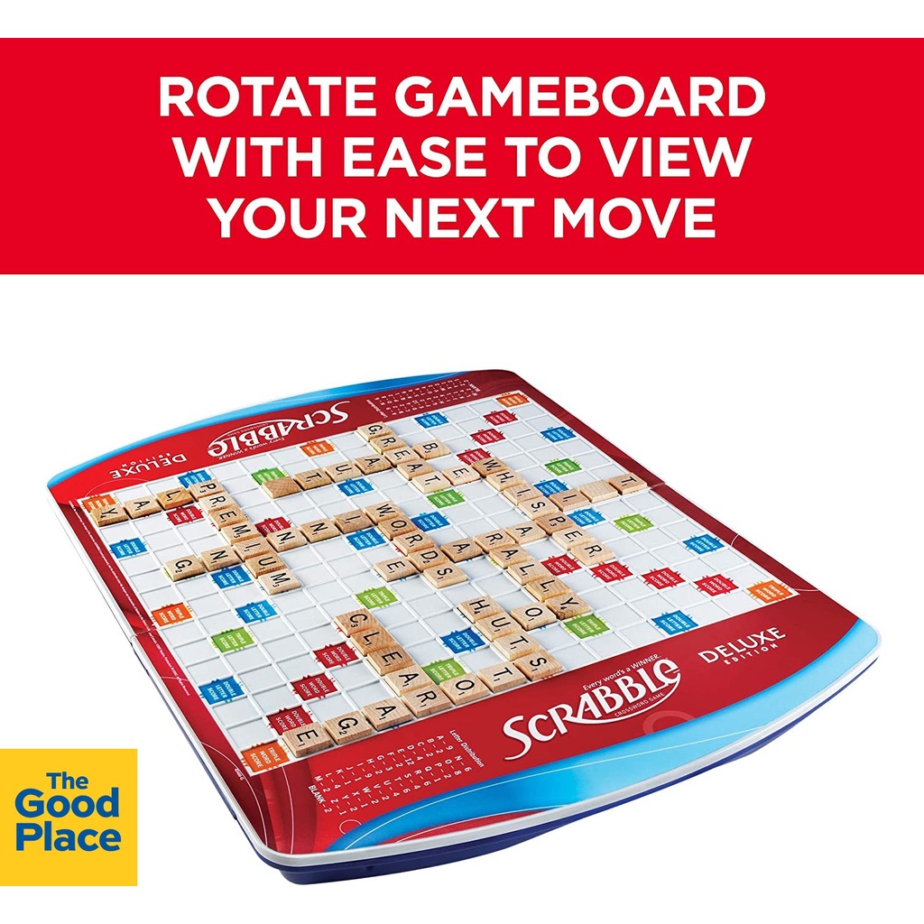 HASBRO Scrabble Deluxe Edition 16-inch x 18-inch with Rotating Base ...