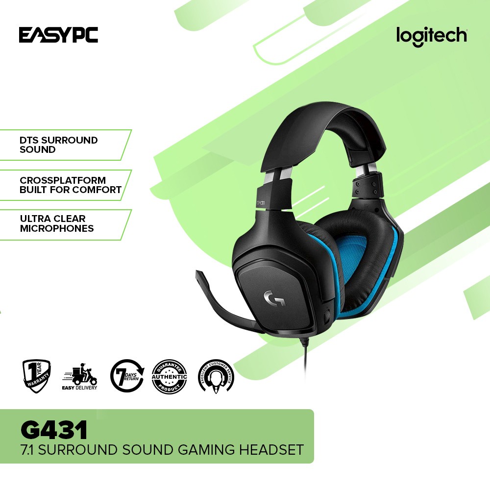 EasyPC | Logitech G431 7.1 Surround Sound Gaming Headset| Comfort and Endurance | Shopee Philippines