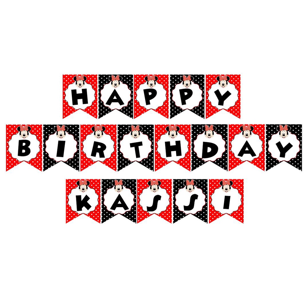 Minnie Mouse Red and black Design 2 Customize Birthday Banner for ...