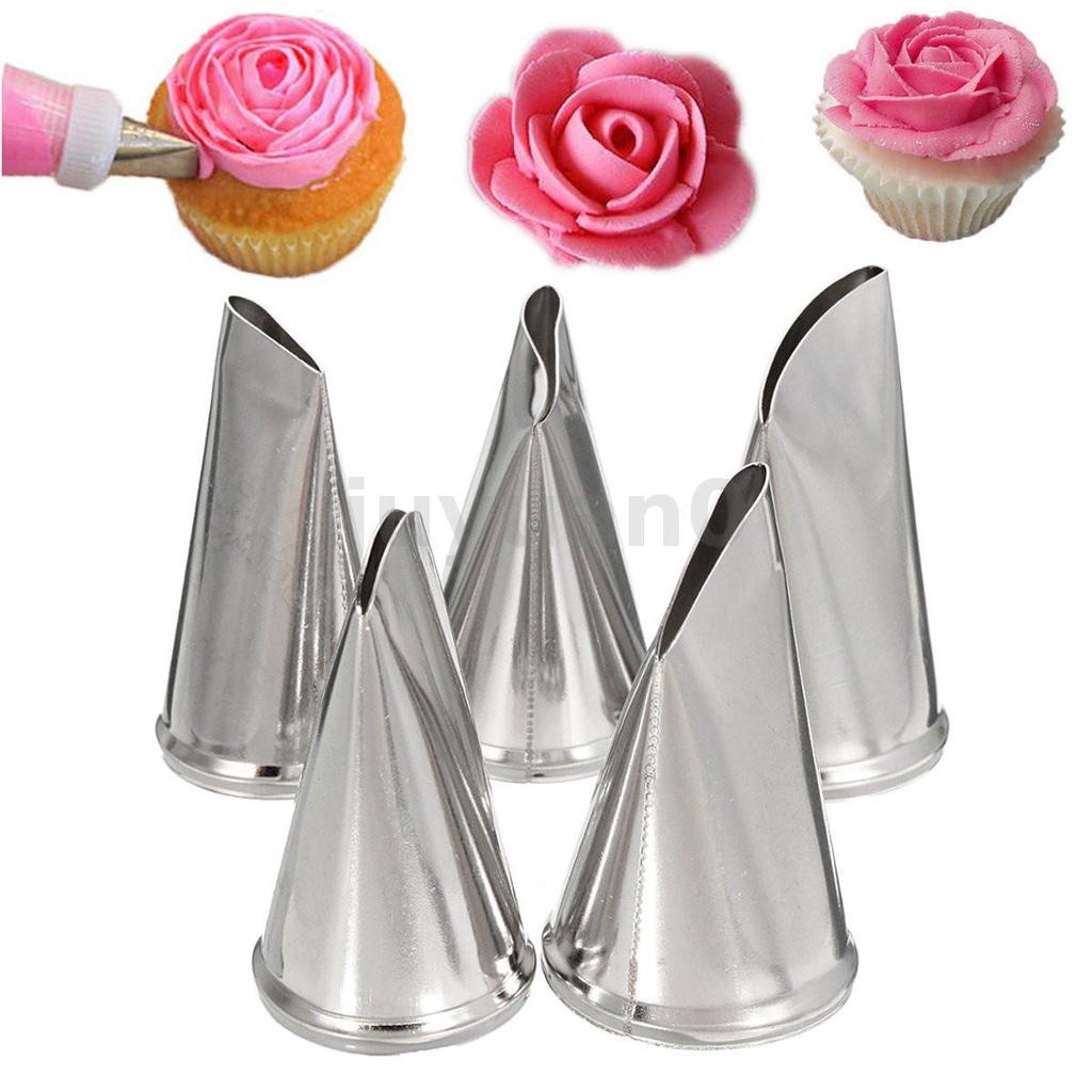 JUYUAN 5Pcs/Set Flower Petal Icing Piping Tip Nozzles Cake Decorating ...