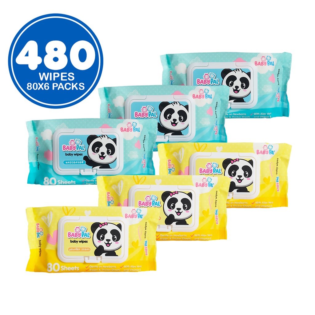 BabyPal Baby Wipes Unscented And Powder Scent 80 Sheets 3 Packs Each ...