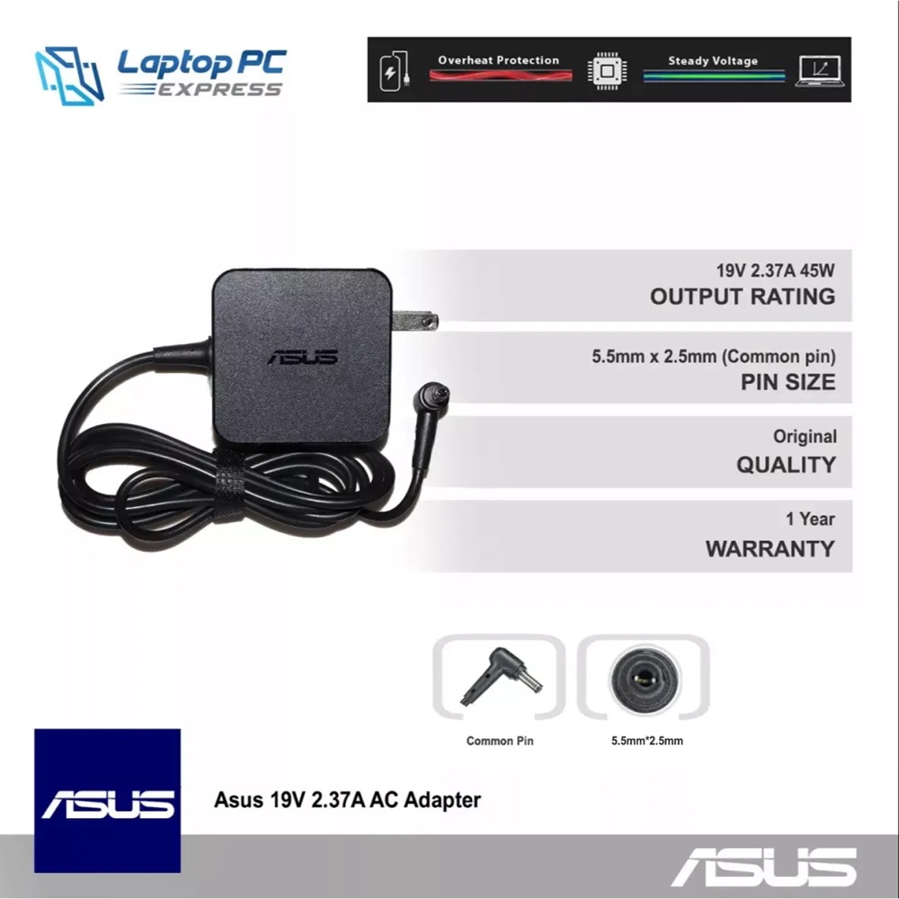 Original Asus 19V 2.37A 45W Common Pin 5.5mm x 2.5mm Compatible with ...