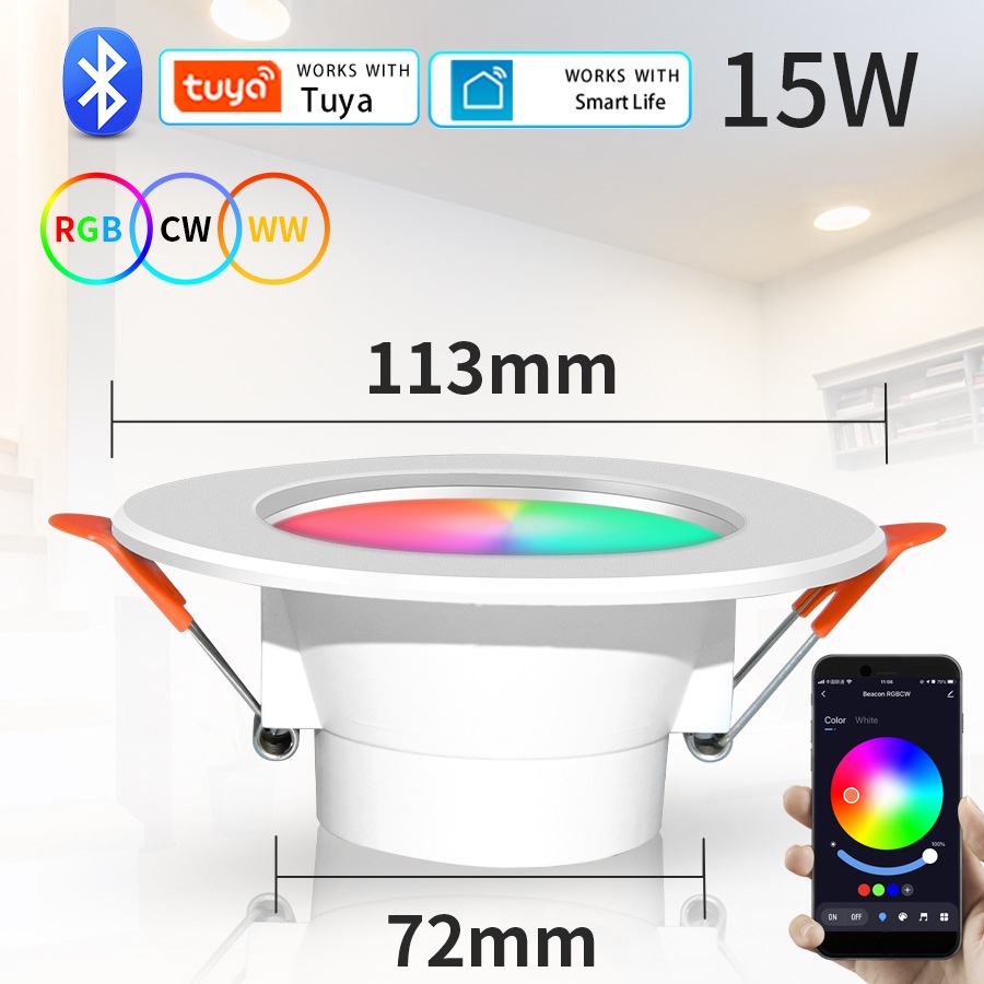 Tenky Bluetooth-Compatible Downlight Colorful Spot LED Lamp Recessed ...