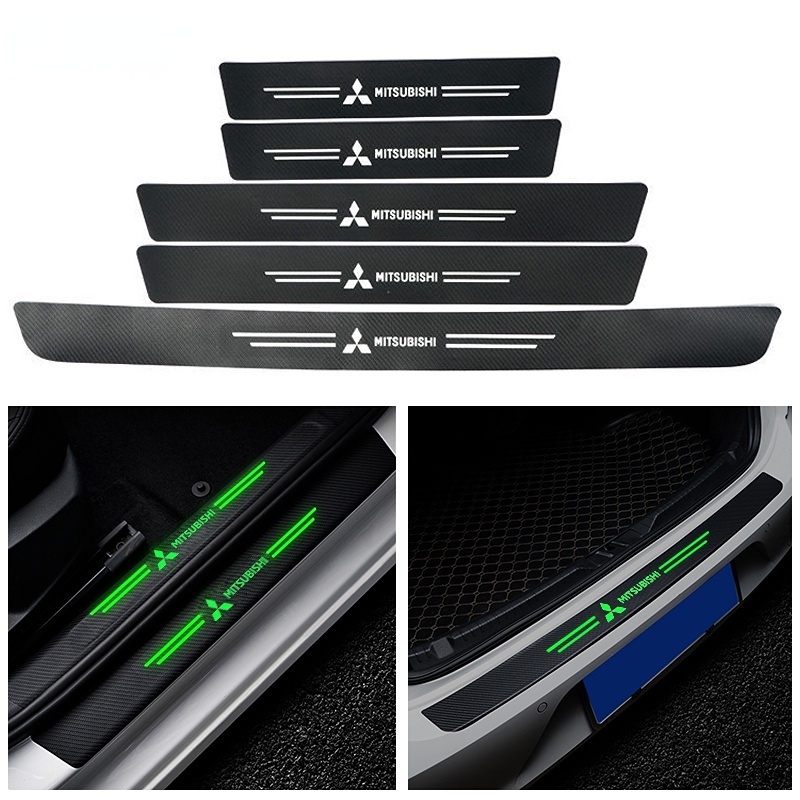 Car Door Sill Protector Carbon Fiber Luminous Auto Rear Bumper Sticker ...