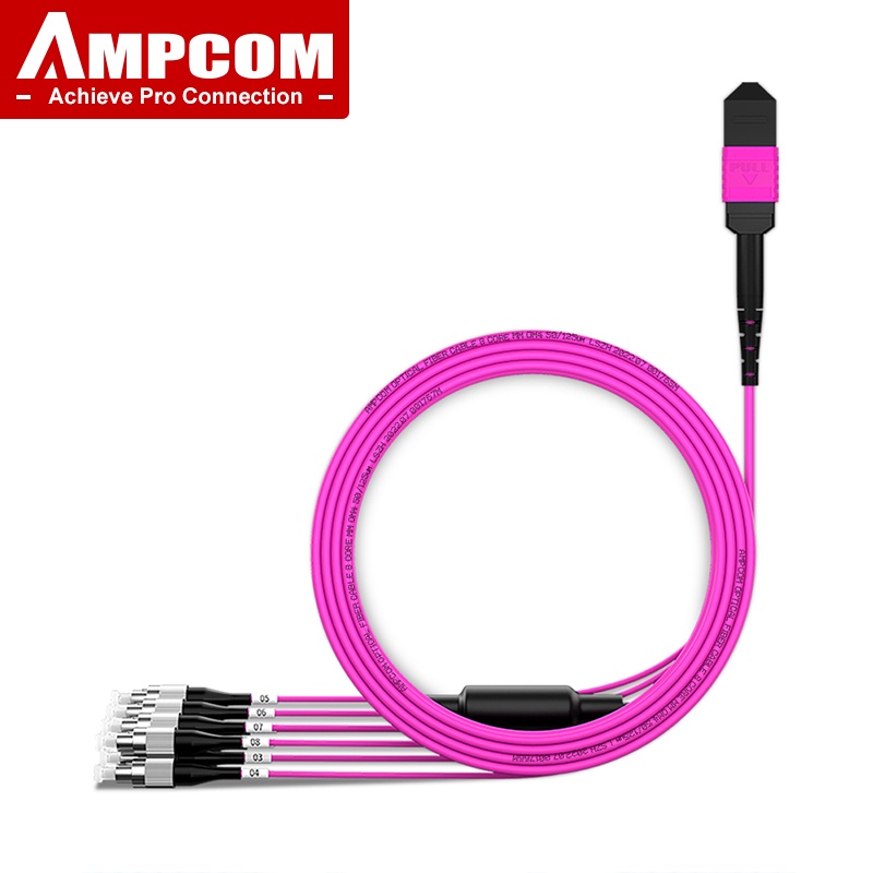 AMPCOM MPO/MTP To FC Fiber Breakout Cable, OS2 OM3 OM4 8/12 Cores ...