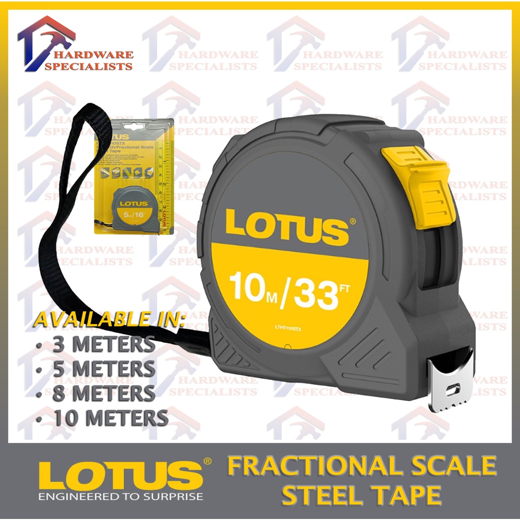 Lotus Steel Tape Inch/Fractional Scale Available in 10M | 8M | 5M | 3M ...