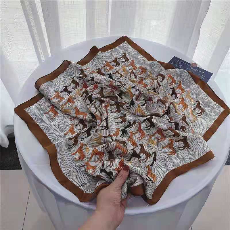 70*70cm Luxury Brand Silk Scarf Women Print Hair Neck Square Scarves ...