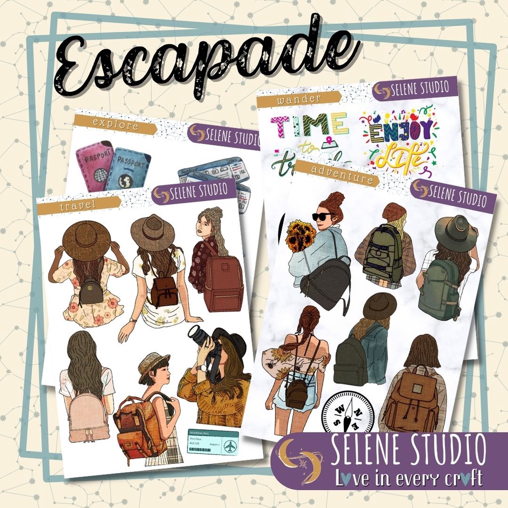 SELENE × ESCAPADE COLLECTION GIRL KISS-CUT STICKER SHEETS | JOURNAL ...
