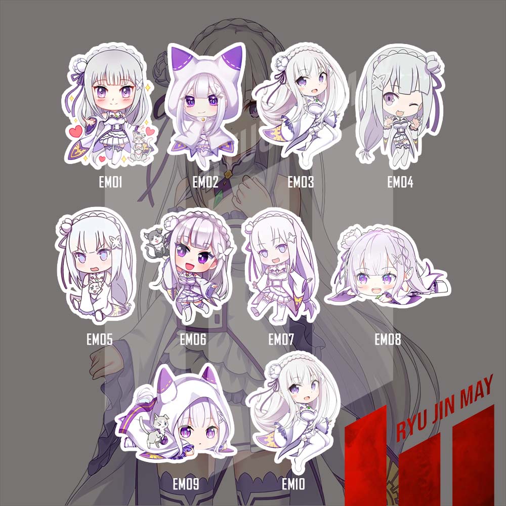 Anime Sticker - Re:Zero kara Hajimeru Isekai Seikatsu- Emilia | Shopee ...