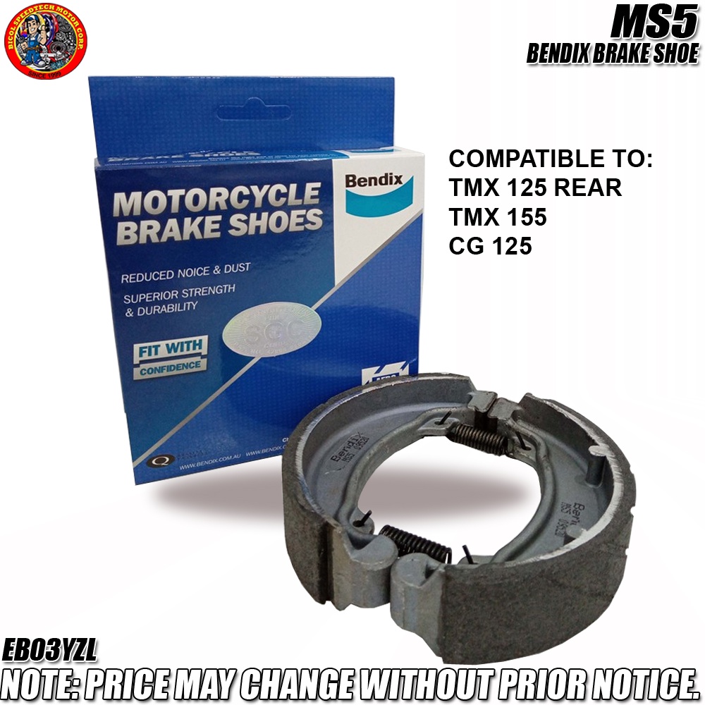 TMX125 REAR/TMX155/CG125 BENDIX MS5 BRAKE SHOE (EB03YZL) | Shopee ...