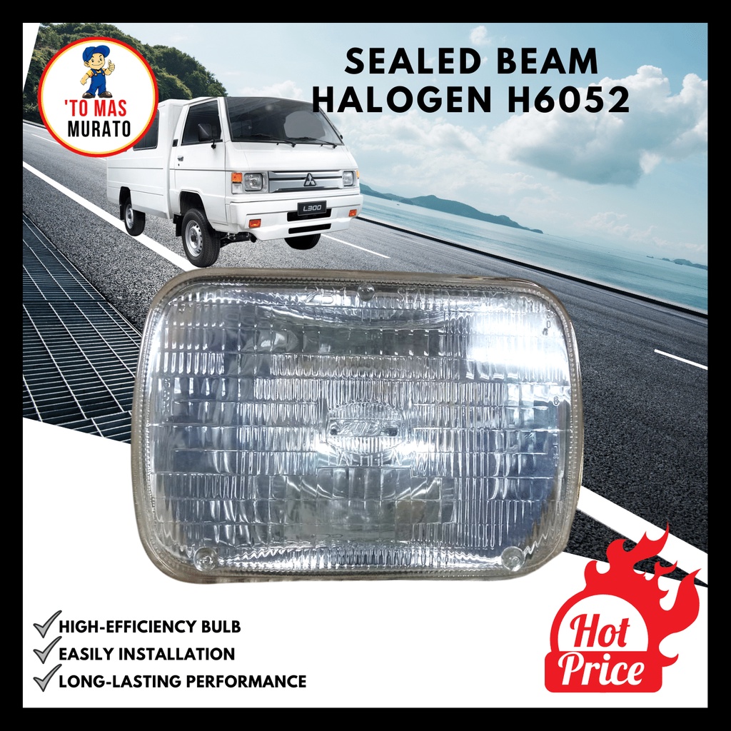 [L300] All Glass Sealed Beam HALOGEN H6052 12 VOLT Genuine Part 1-Light ...