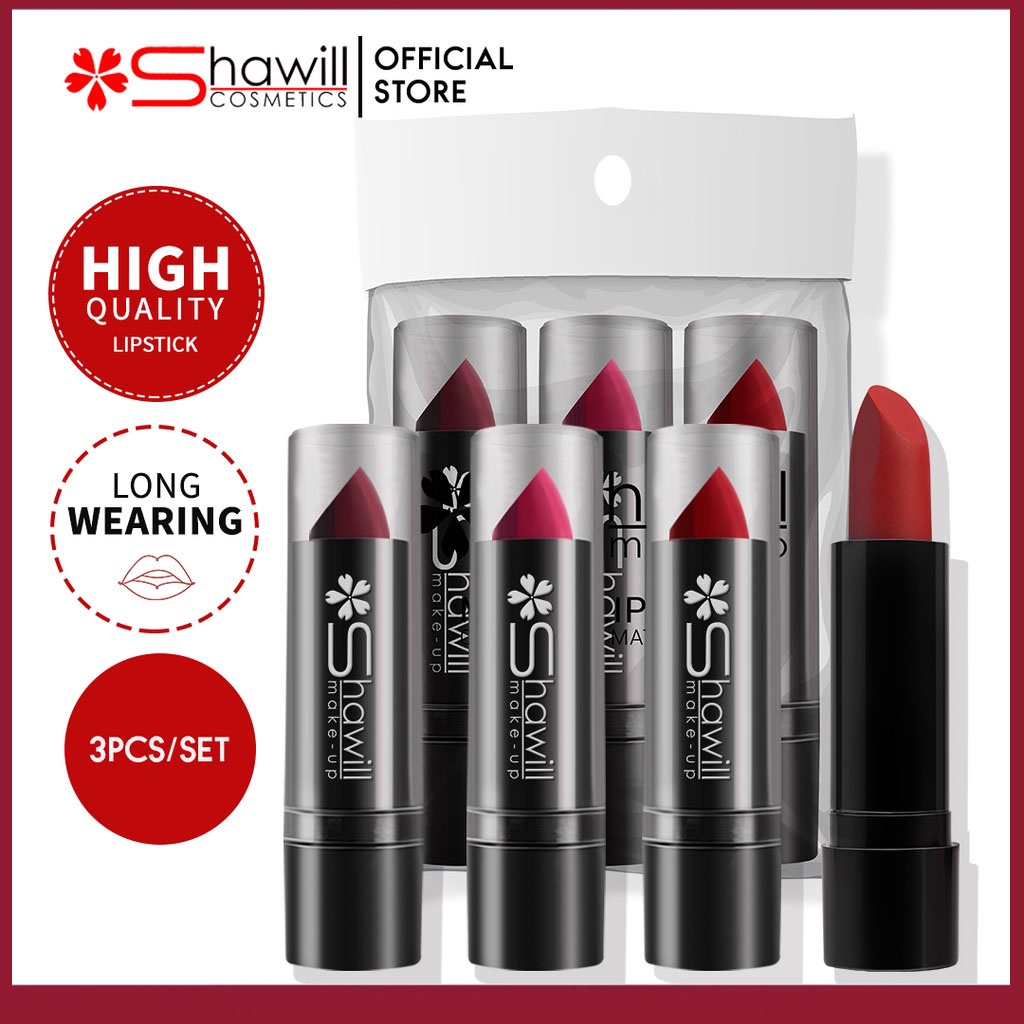 Shawill 3pcs. in 1 Set Long Wearing Creamy Matte Lipstick S2043 ...