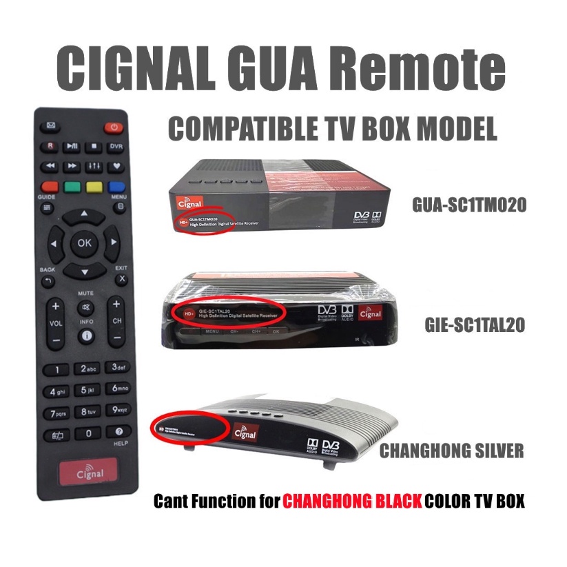 Cignal Gua Remote Replacement Remote Control for Cignal HD TV Box GUA ...