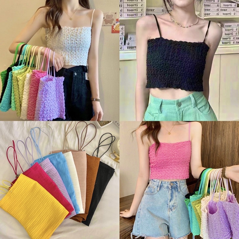VALERIE Textured String Crop Top | Shopee Philippines