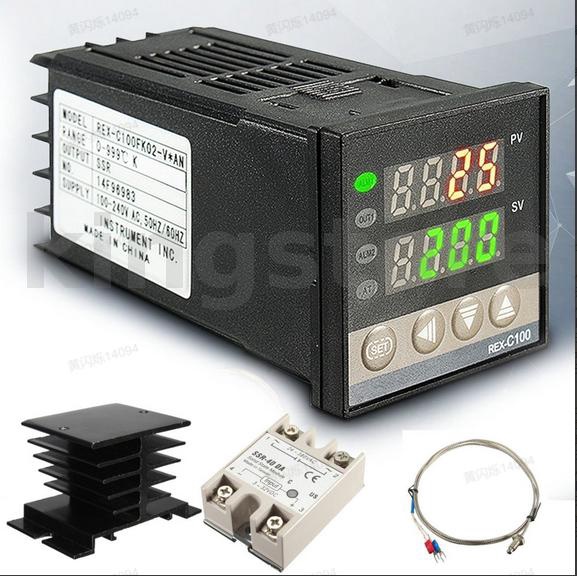 Upgrade REX-C100 Digital PID Temperature Controller Thermostat SSR output Max.40A SSR Relay K ...