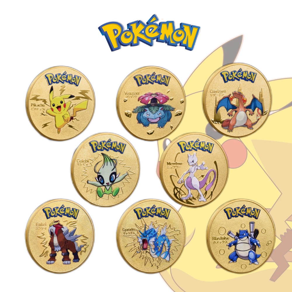Pikachu Pokémon Coin Set - Gold - Plated Chariot Commemorative Coins ...