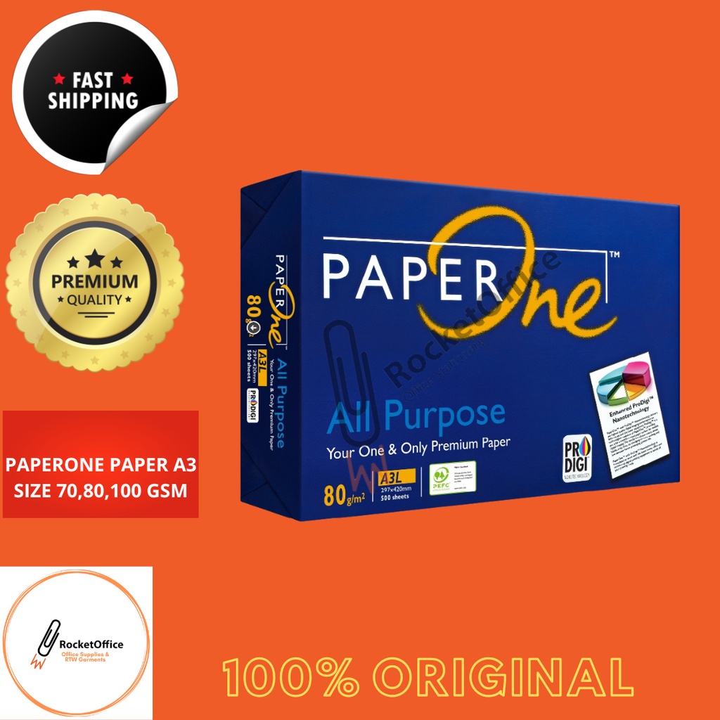 Paper One Bond Paper A3 SIZE 70/80/100 GSM PER REAM | Shopee Philippines