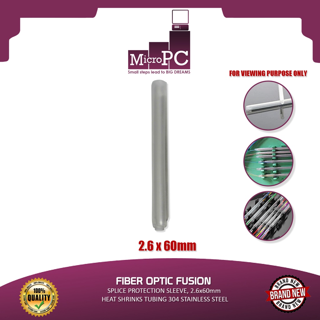 FIBER OPTIC FUSION SPLICE PROTECTION SLEEVE, 2.6x60mm HEAT SHRINKS ...