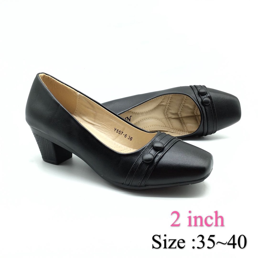 【Sunshine】Black/Office/Leather/School/Heels Shoes for Ladies 1557-6 ...