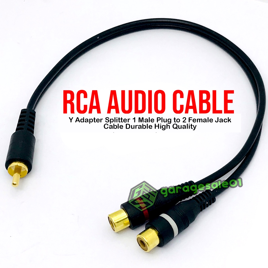 RCA Audio Cable Y Adapter Splitter 1 RCA Male Plug to Dual RCA Female ...