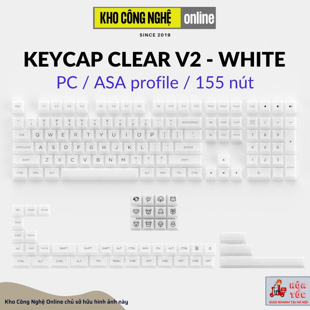 Akko Clear Keycaps Set v2 - White (PC / ASA profile / 155 Buttons ...