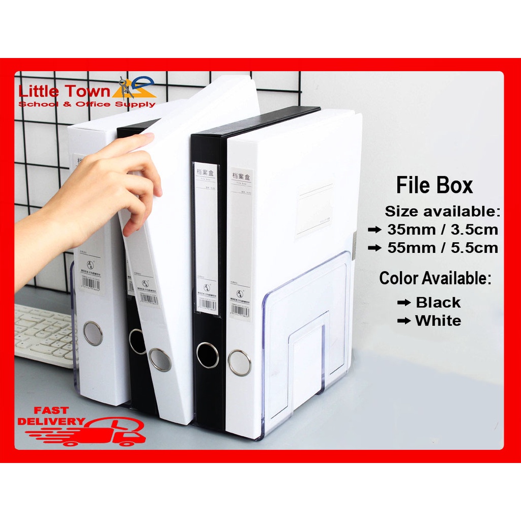 Black and white solid color plastic A4 size file box data box storage ...