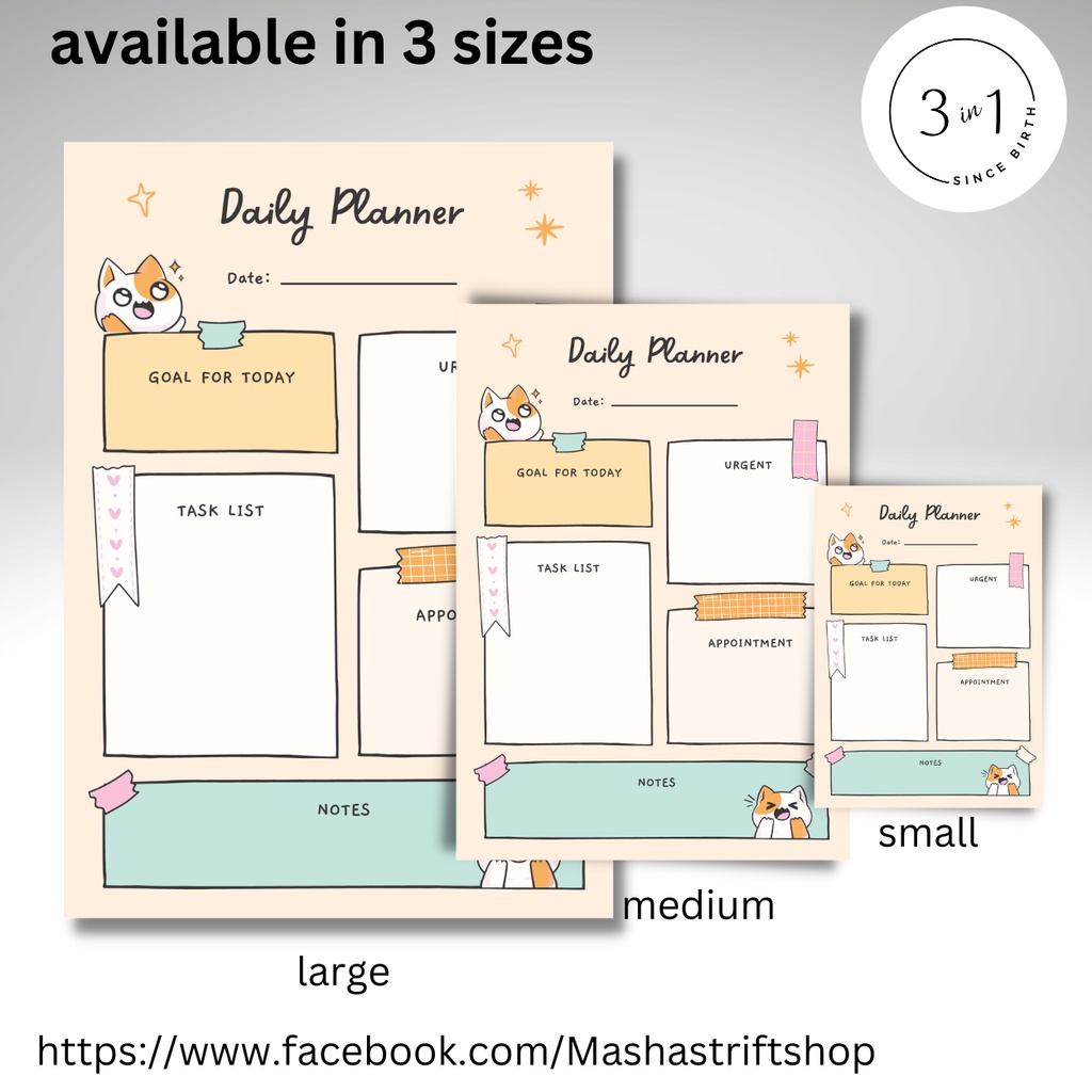 Cute Cat Daily Planner Notepad | Shopee Philippines