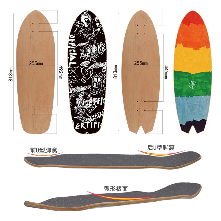 Skateboard Surface Land Surfing Fish Board Double Rocking Long Speed ...