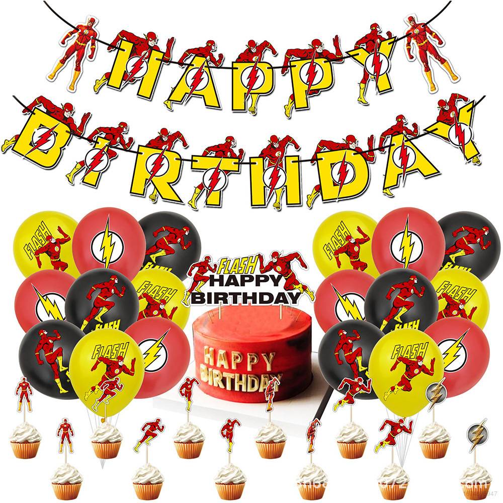Snow DC Justice League The Flash Theme Happy Birthday Party Decorations ...