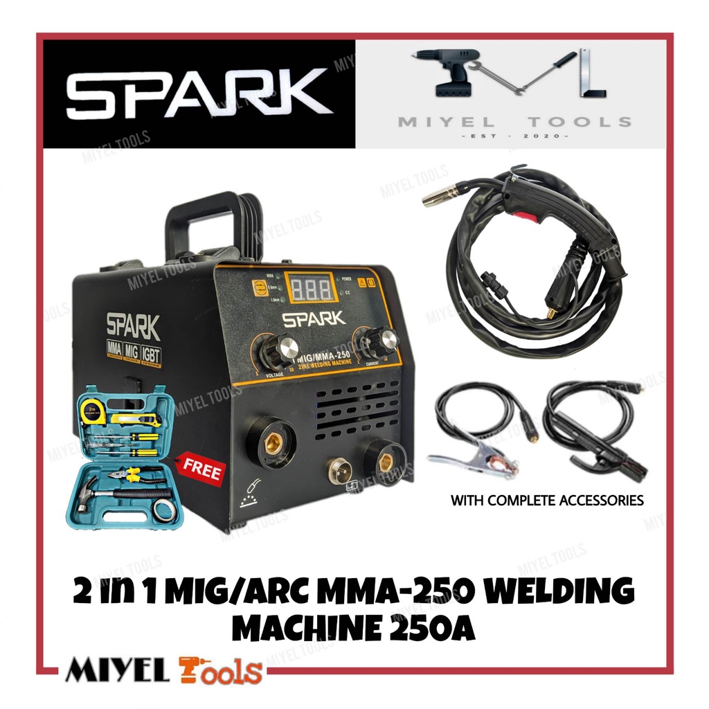 SPARK 2 in 1 MIG/ARC MMA-250 Welding Machine 250A wtih FREE TOOLSET ...