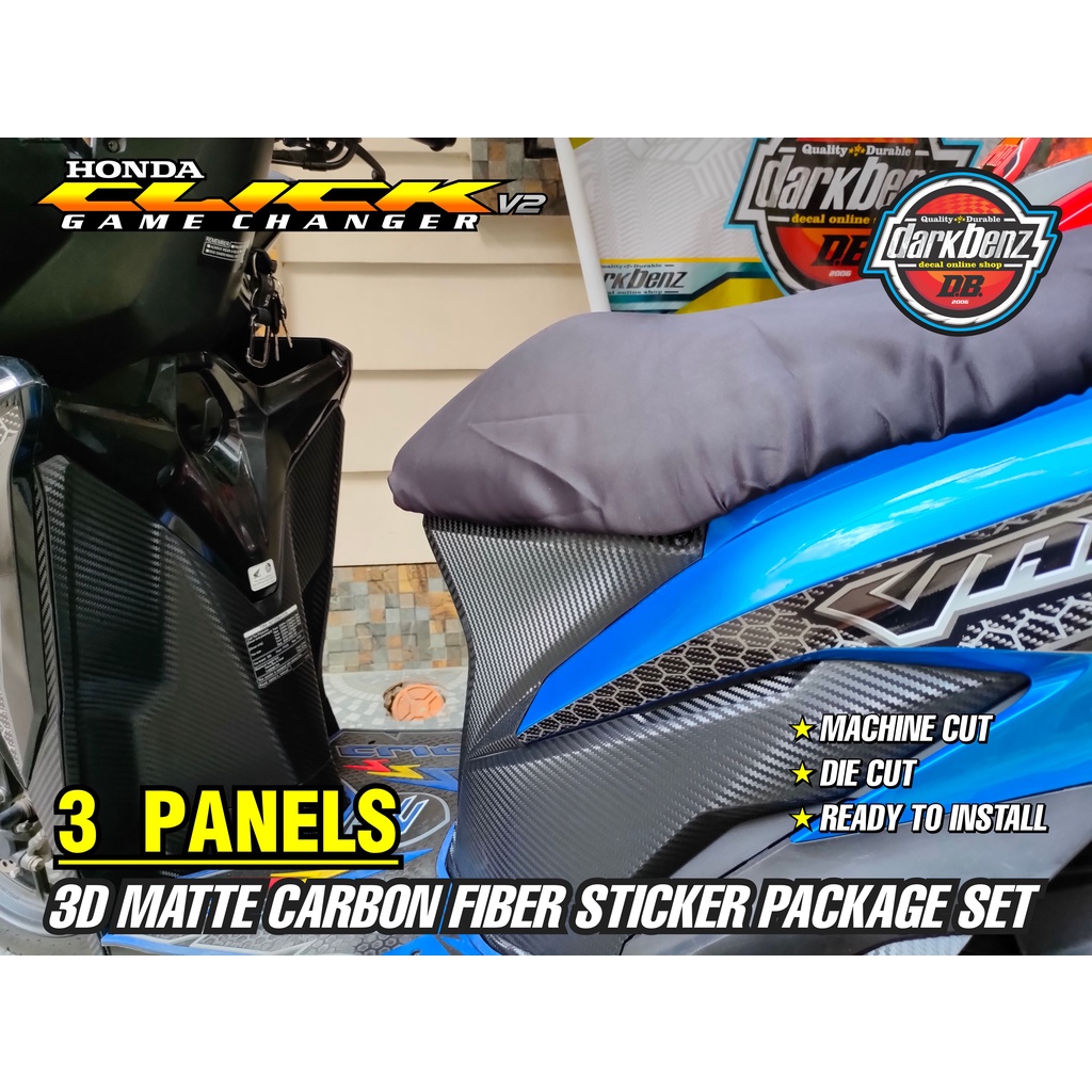 Honda Click Version 2 Package Black 3D Matte Carbon Fiber Sticker ...