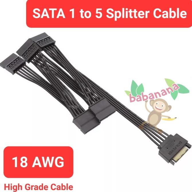 Sata power cable 1 to 5 splitter Branch ssd hdd extension cable ...
