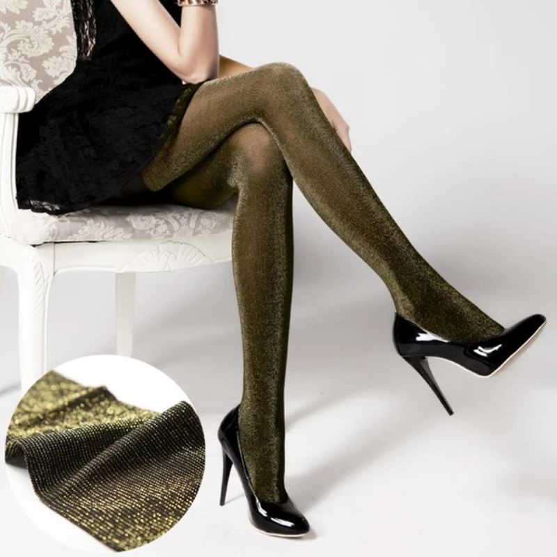 Pearlescent Silver Gold Silk Pantyhose Women's Summer Autumn Tights ...
