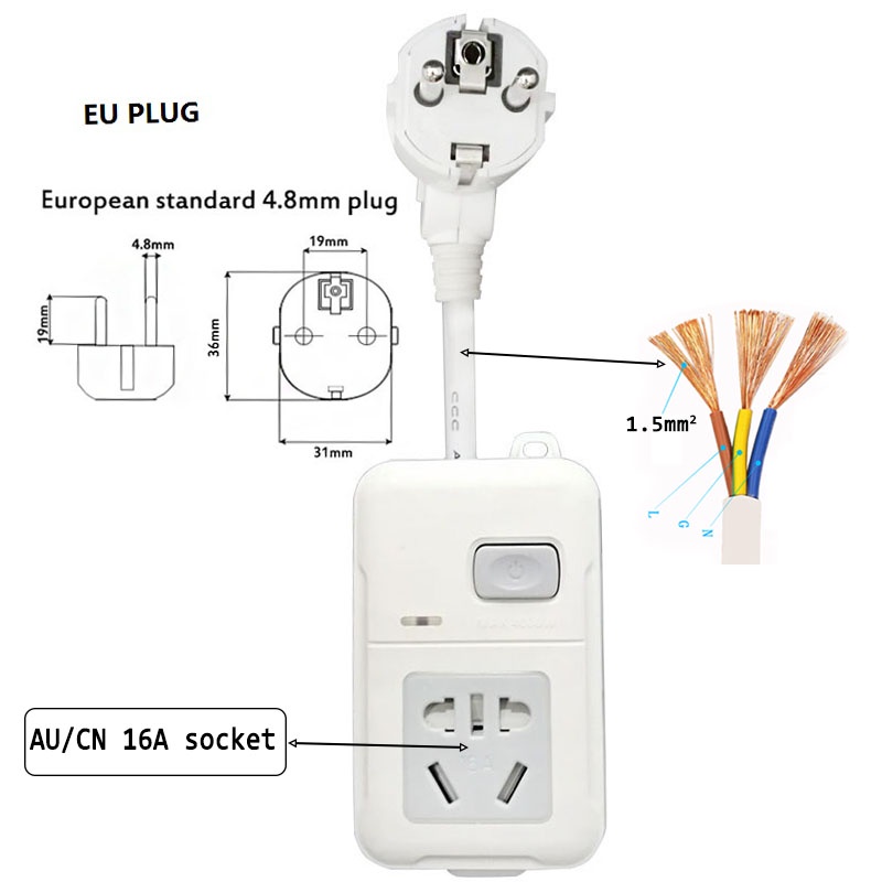 High-power household appliance socket, China socket to EU/US plug air ...