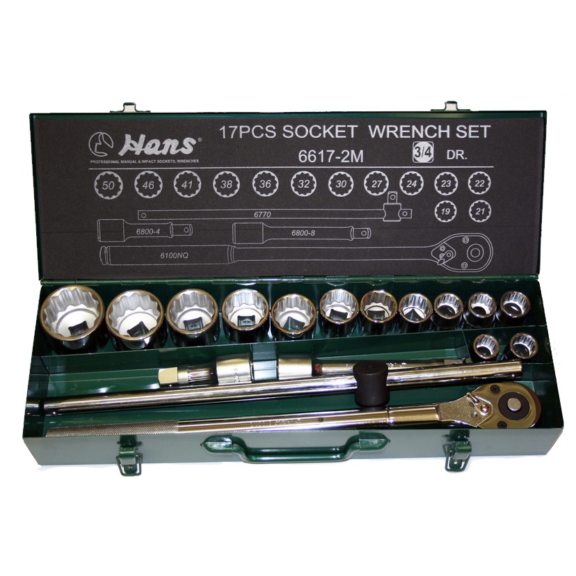 Hans Tools 6617-2M ¾" Drive 17 pcs. Heavy Duty 12 Point Socket Wrench ...