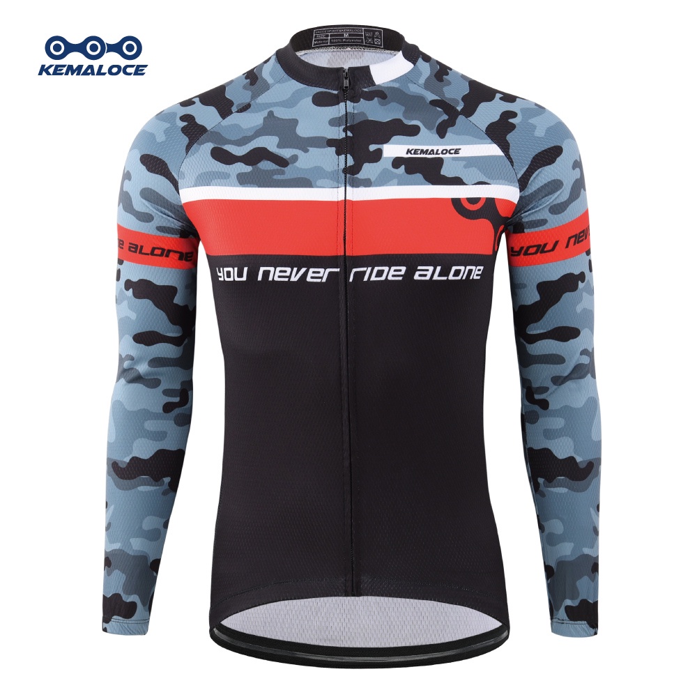 KEMALOCE Men Cycling Jersey Long Sleeve Spring&Summer Quick Dry Bike ...