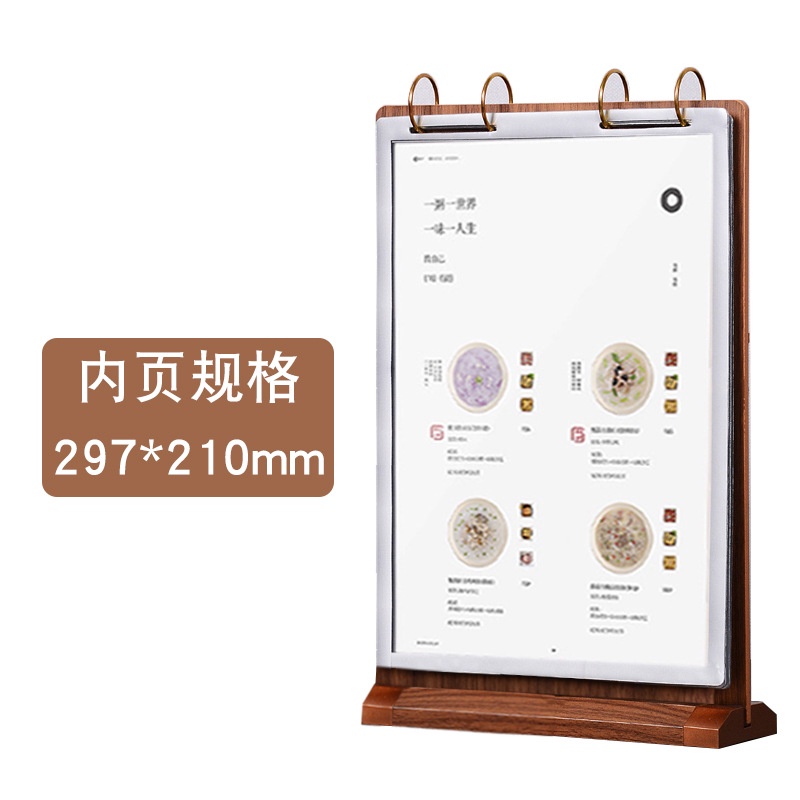 Walnut Flip Table Card pvc Menu Binder Display Stand A4 Wooden Sign ...