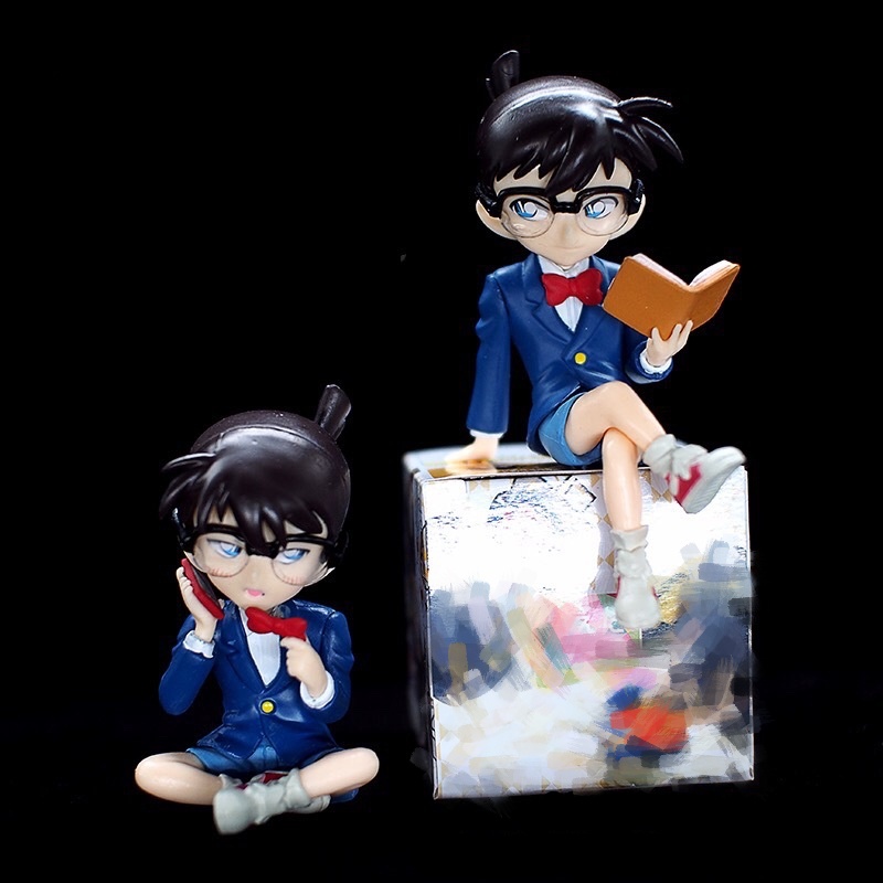 Detective Conan Anime Figure Cartoon Reading Book And Make Call Style ...