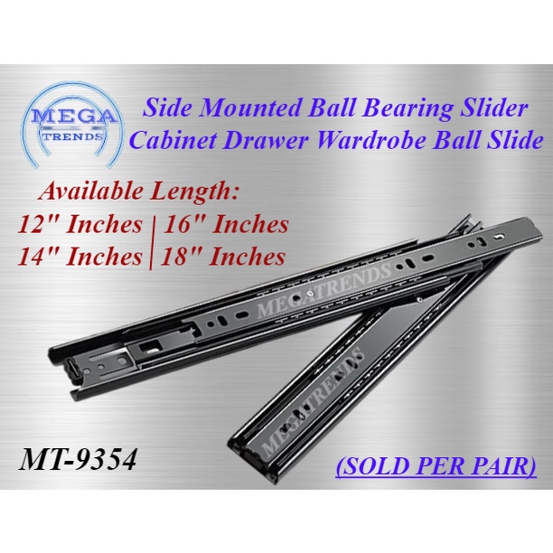 MT-9354 1 PAIR Side Mounted Ball Bearing Slider Cabinet Drawer Wardrobe ...