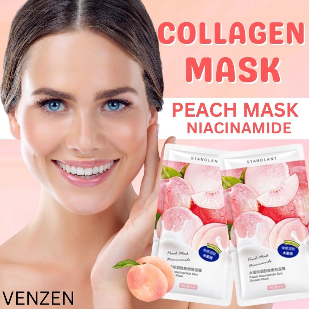 VENZEN PEACH MASK NIACINAMIDE | COLLAGEN MASK | MOISTURING | WHITENING ...