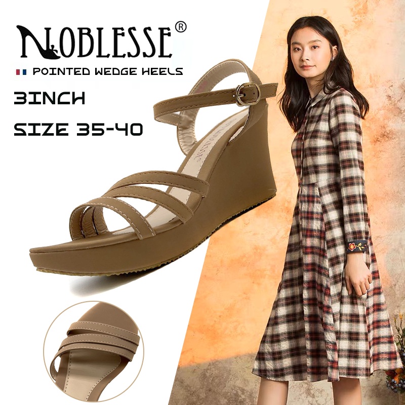 Noblesse Korean Pointed Wedge Heels 3inch Thick Heels For Women sandal ...