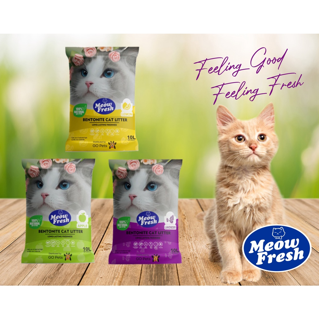 Meow Fresh Bentonite Cat Litter 10L/8kg (5 scents available!) | Shopee ...
