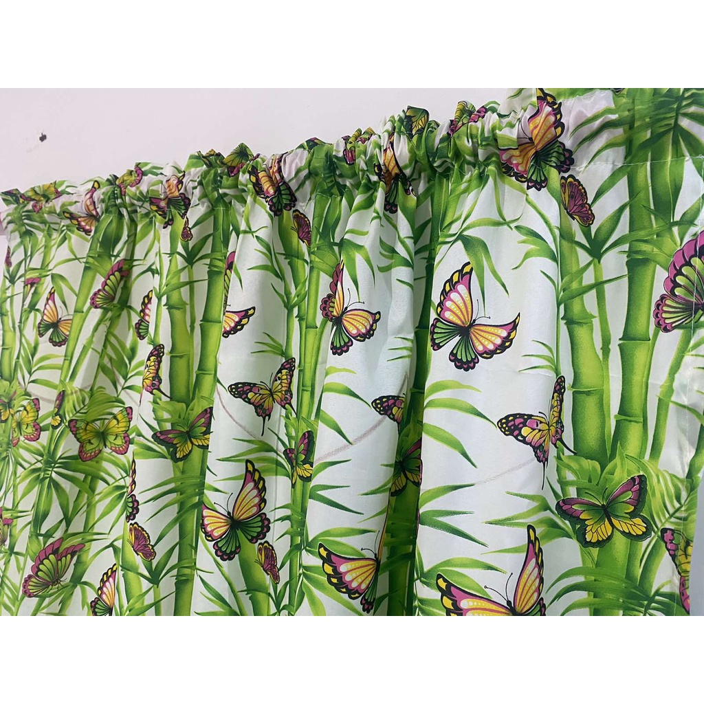 Green Bamboo and Butterfly curtain Geena/Pongee Fabric | Shopee Philippines