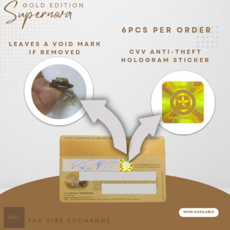 CVV Anti Theft Hologram Sticker Cover For Credit Or Debit Cards Gold ...