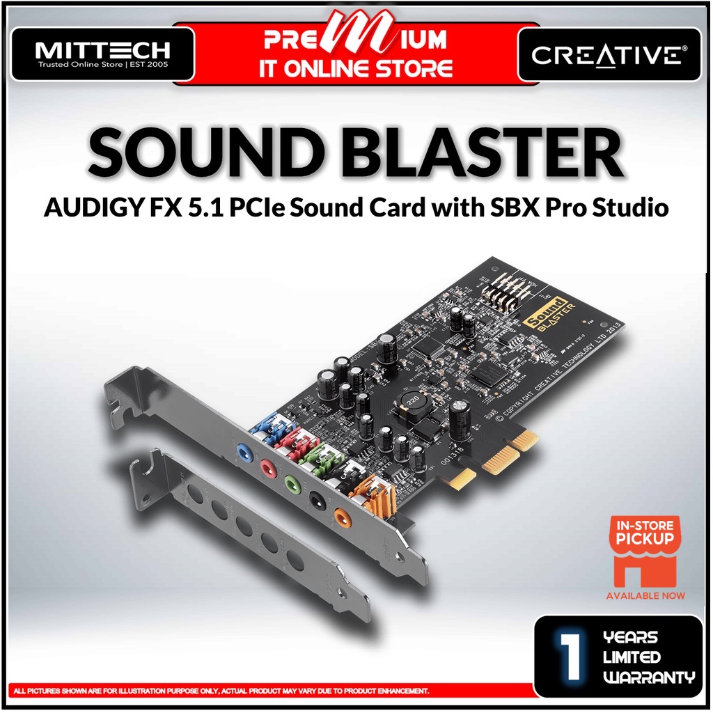 Creative Sound Blaster Audigy FX PCIE Sound Card SB1570 SBX Pro Studio ...