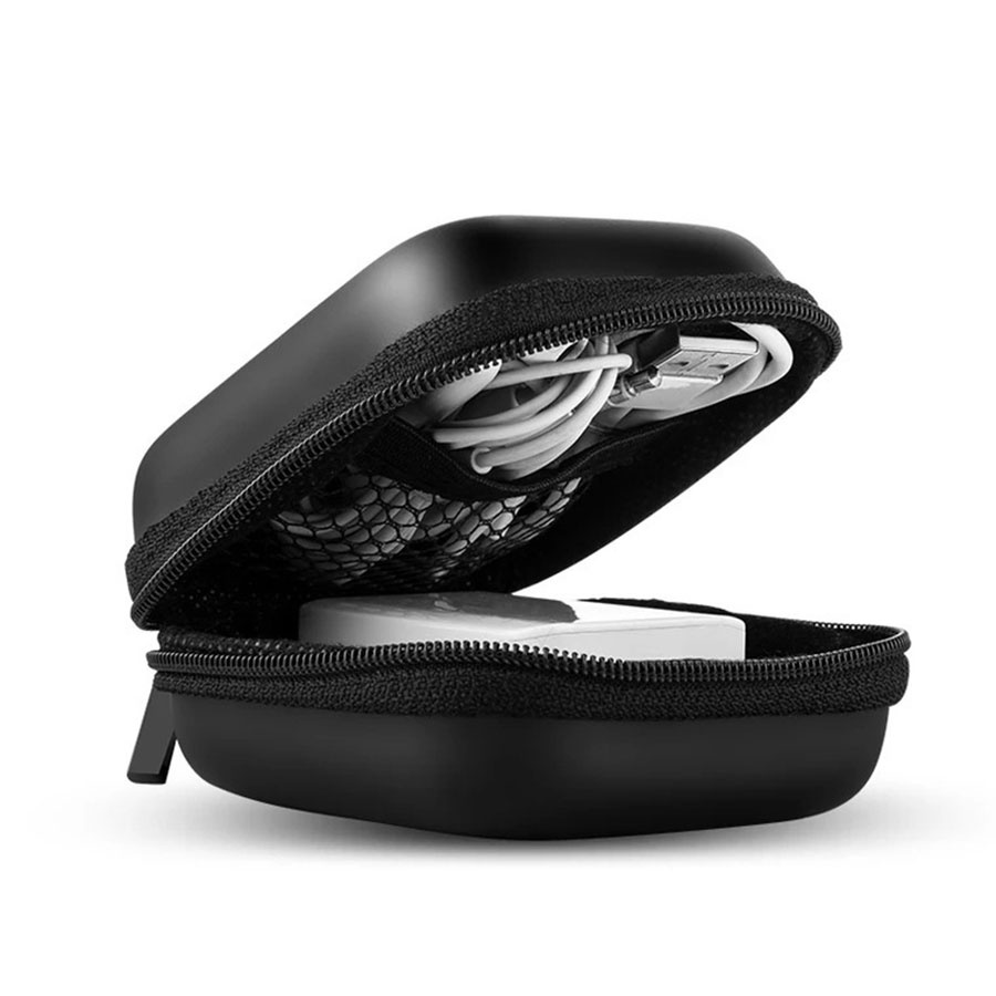 Black Full Protection Cable Charger Earphone Portable Storage Bag Oval ...