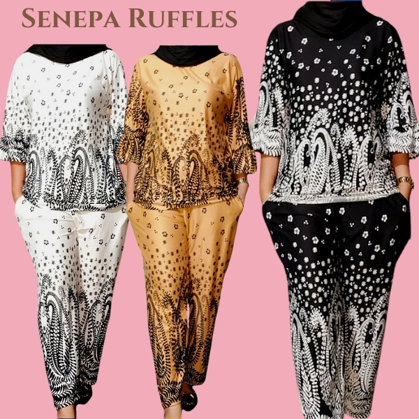 XL SENEPA RUFFLES PLUS SIZE TERNO BLOUSE PANTS WITH POCKETS | Shopee ...
