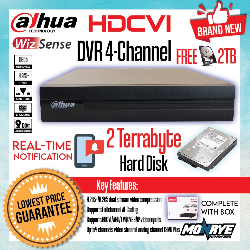 DVR - 4 Channel - DAHUA - DH XVR1B04 I - WITH HDD -Brand New for CCTV ...